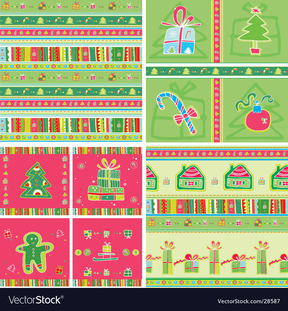 Christmas seamless patterns Royalty Free Vector Image