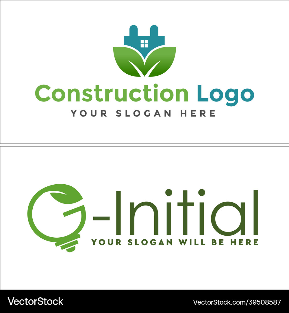 Construction building light eco friendly logo Vector Image