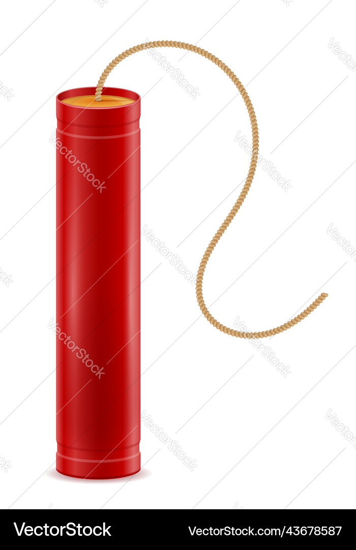 Dynamite red stick with bickford fuse stock Vector Image