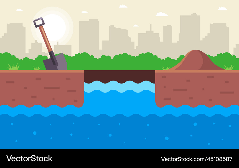 Extraction of water from underground Royalty Free Vector