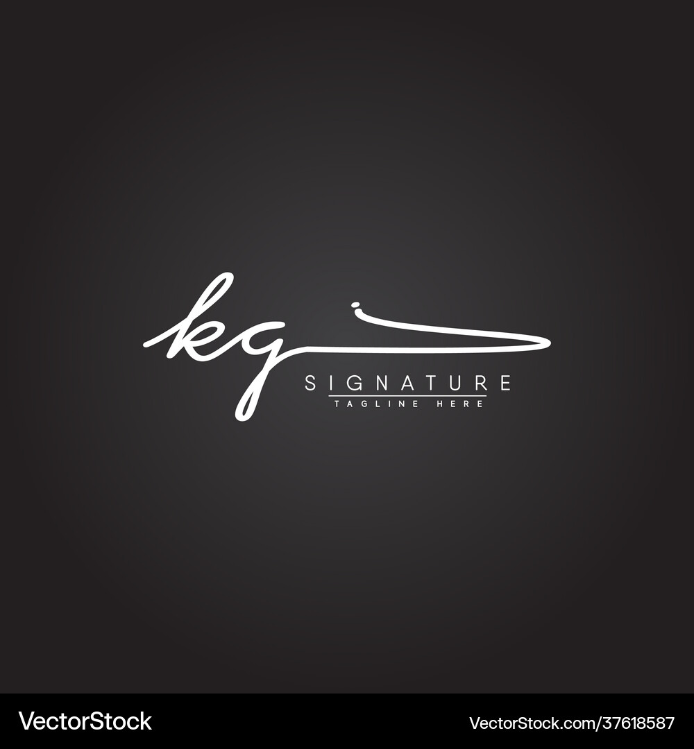 Initial letter kg logo - handwritten signature Vector Image