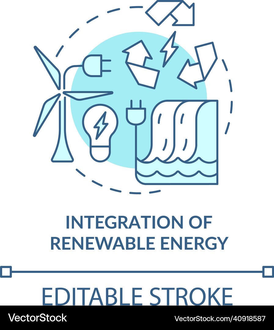 Integration of renewable energy turquoise concept Vector Image