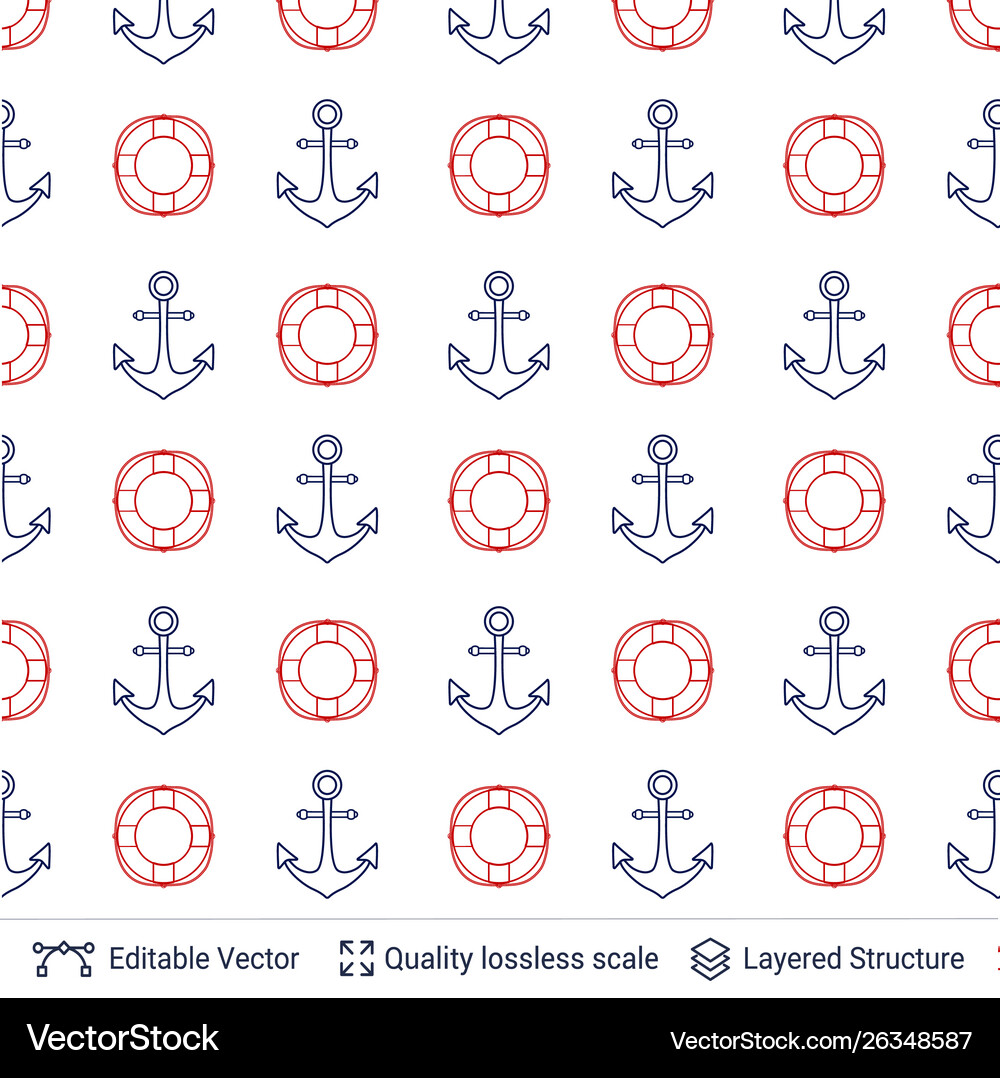 Marine seamless pattern design template Royalty Free Vector
