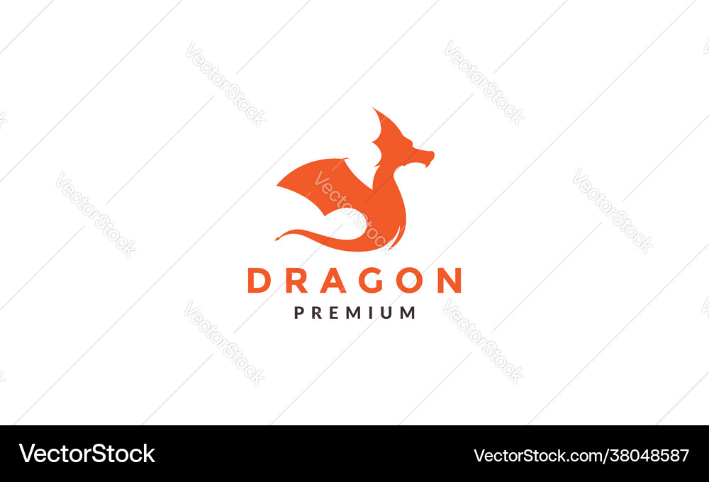 Orange dragon flat modern logo symbol icon design Vector Image