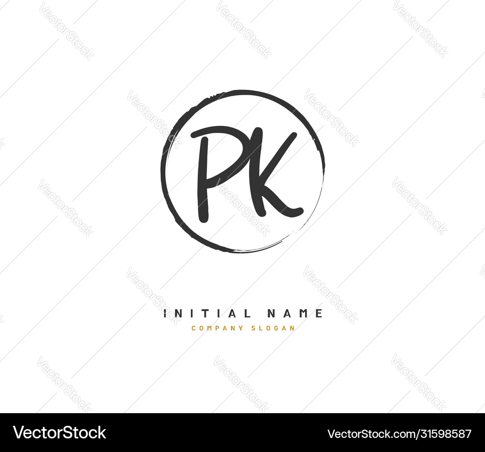 P k pk beauty initial logo handwriting logo Vector Image