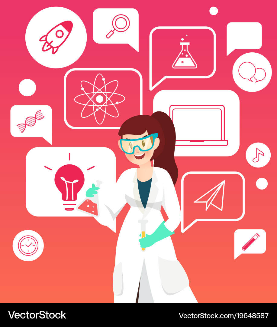 Scientist with tube for experiment and science Vector Image