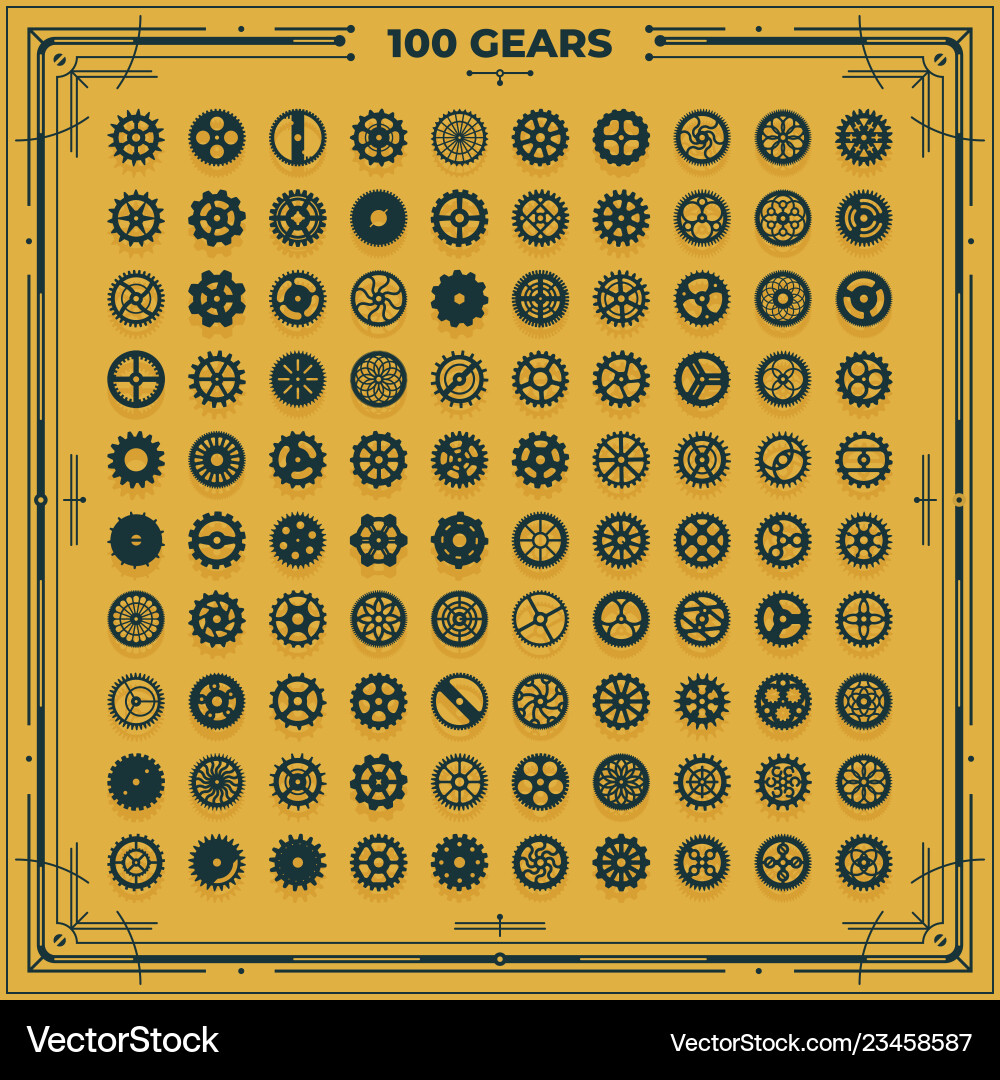 Steampunk gears set victorian vintage Royalty Free Vector