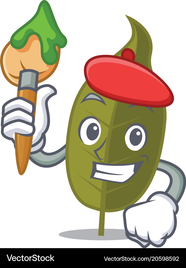 Artist bay leaf character cartoon Royalty Free Vector Image