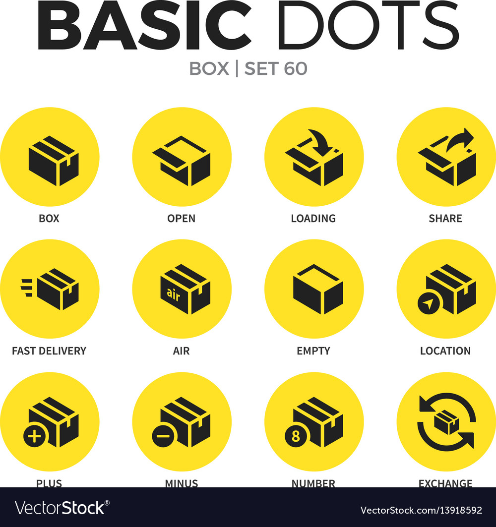 Box flat icons set Royalty Free Vector Image - VectorStock