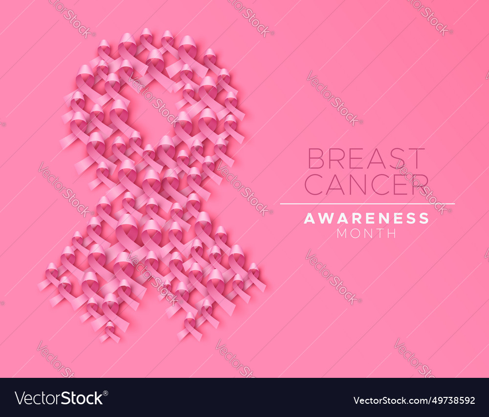 Breast cancer awareness month pink ribbons Vector Image