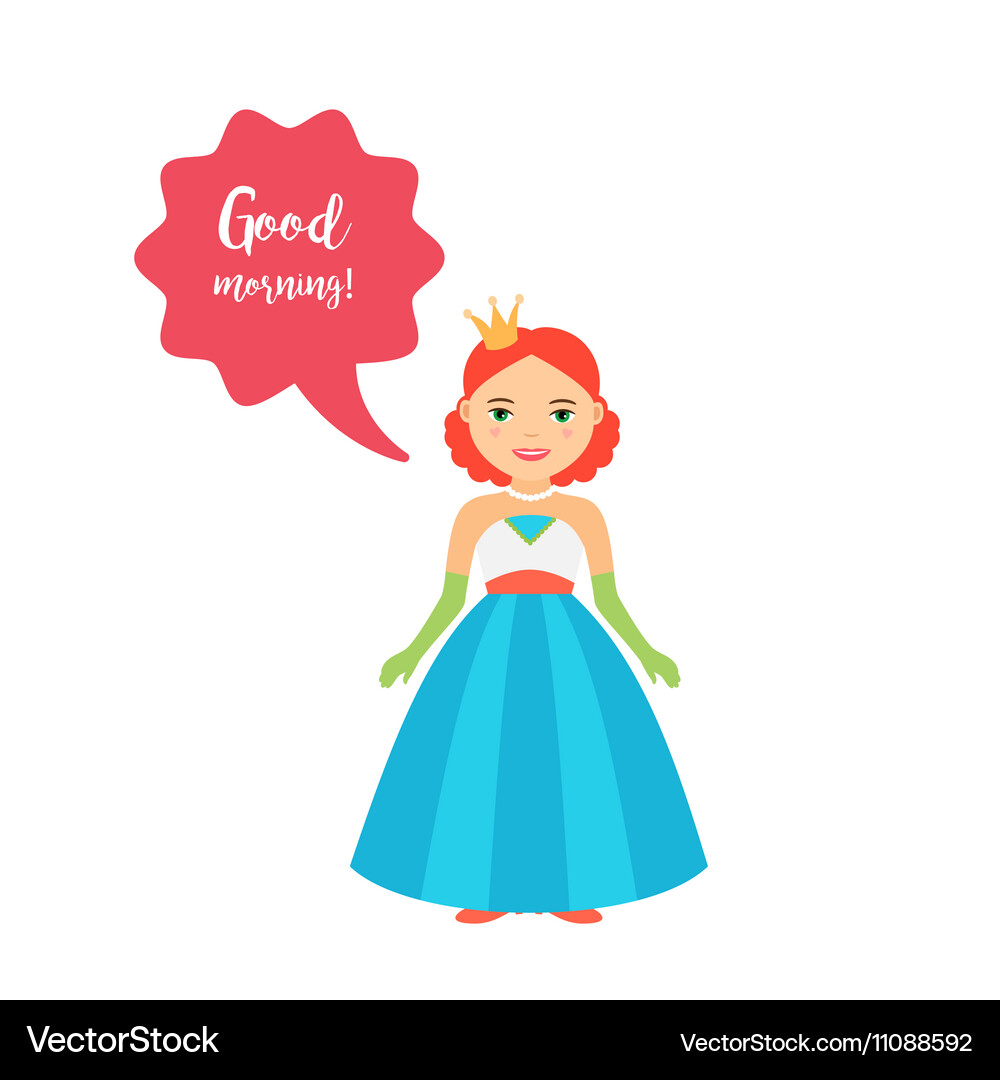 Cute cartoon princess with speech bubble Vector Image