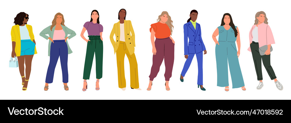 Diverse modern women set isolated on white Vector Image