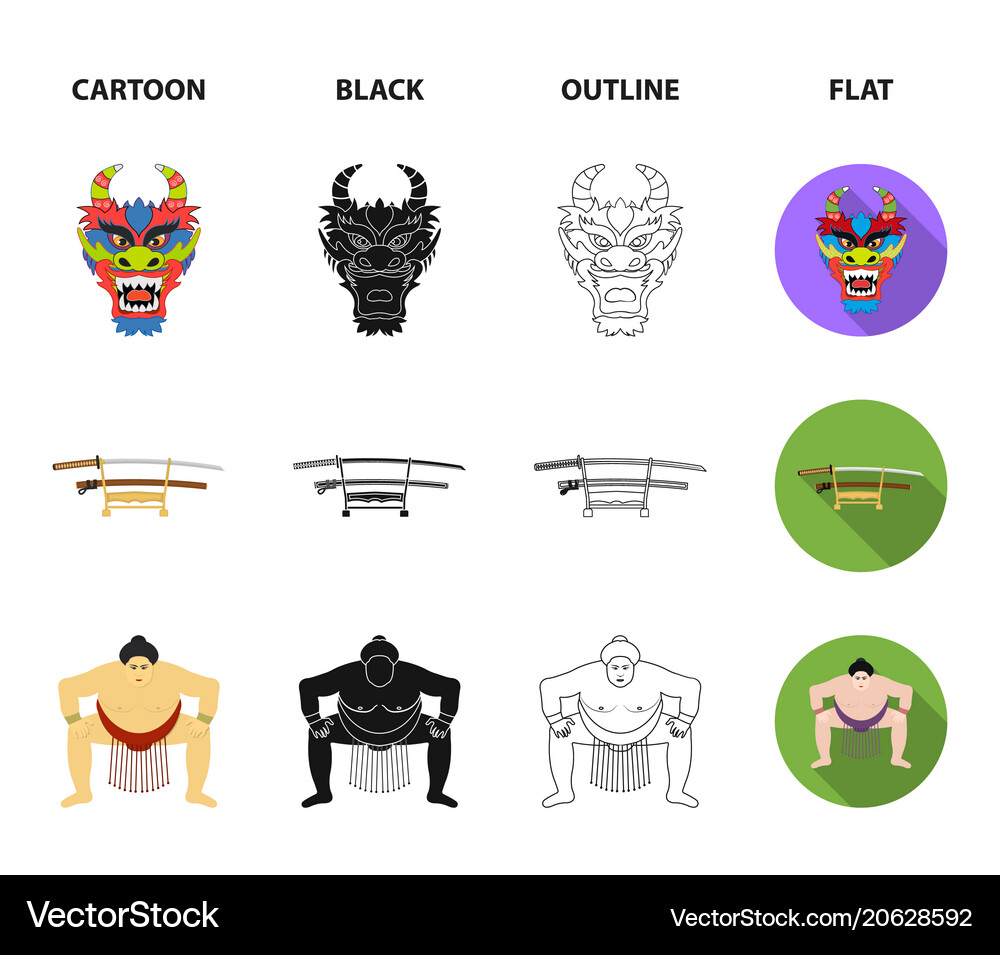 Dragon mask katano a man is a sumo player Vector Image