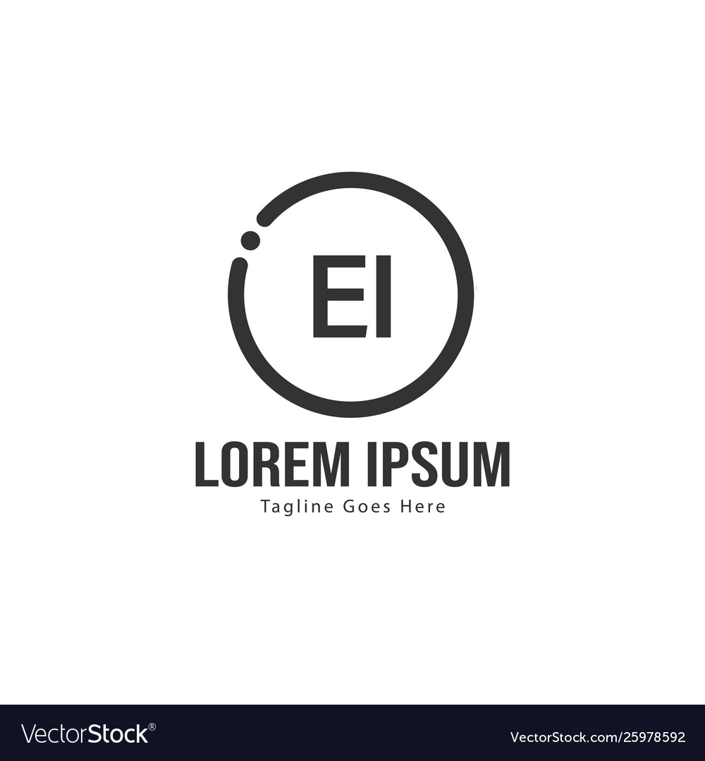 Initial ei logo template with modern frame Vector Image