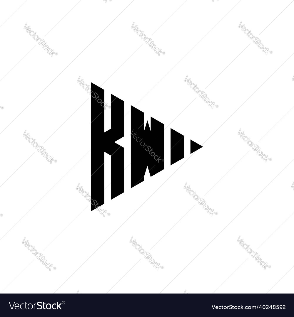 Kw logo monogram triangle shape play button Vector Image