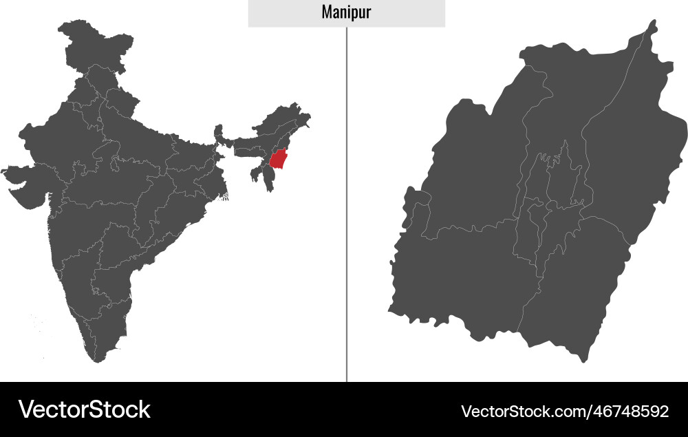 Map of manipur state india Royalty Free Vector Image