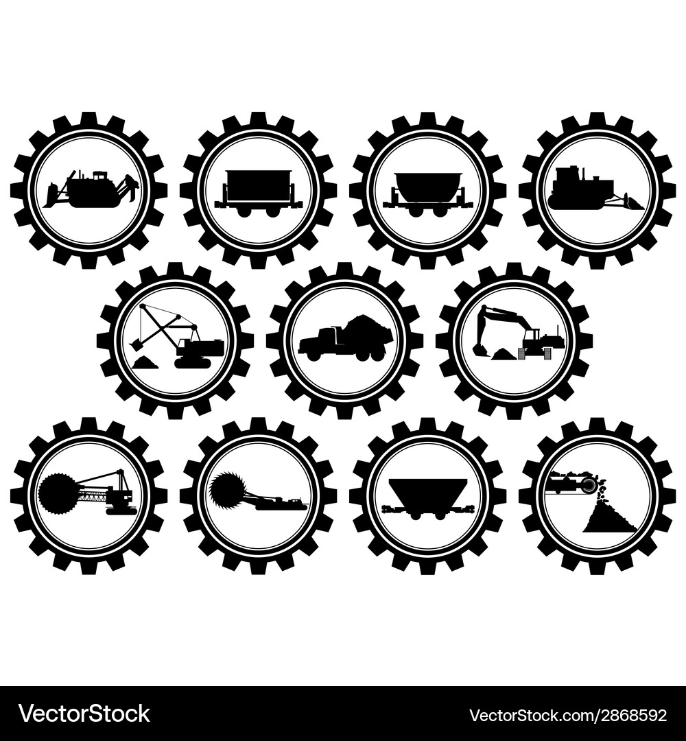 Mining Icon Free Mining Icons Simple Set With Miner Hammer Truck