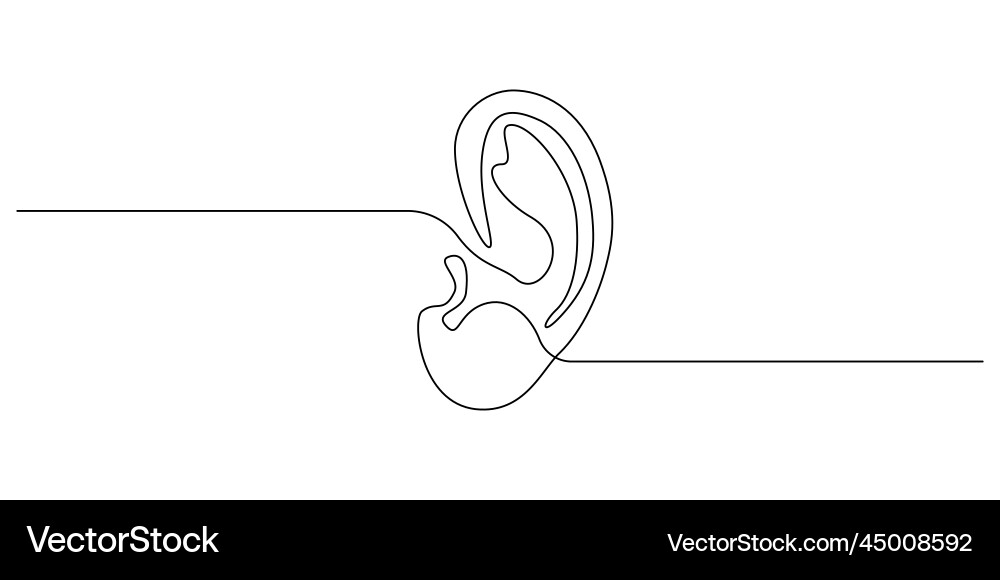 One continuous line drawing of human ear icon Vector Image