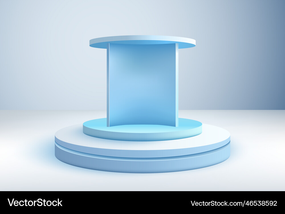 Realistic blue cylindrical pedestal abstract Vector Image