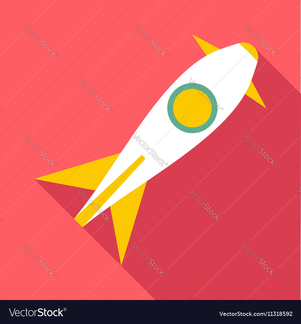 Rocket launch icon flat style Royalty Free Vector Image