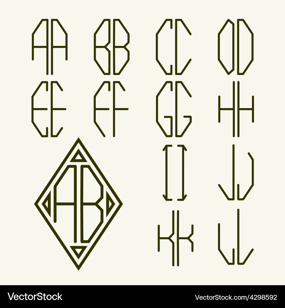 Set 1 templates of letters to create monogram Vector Image