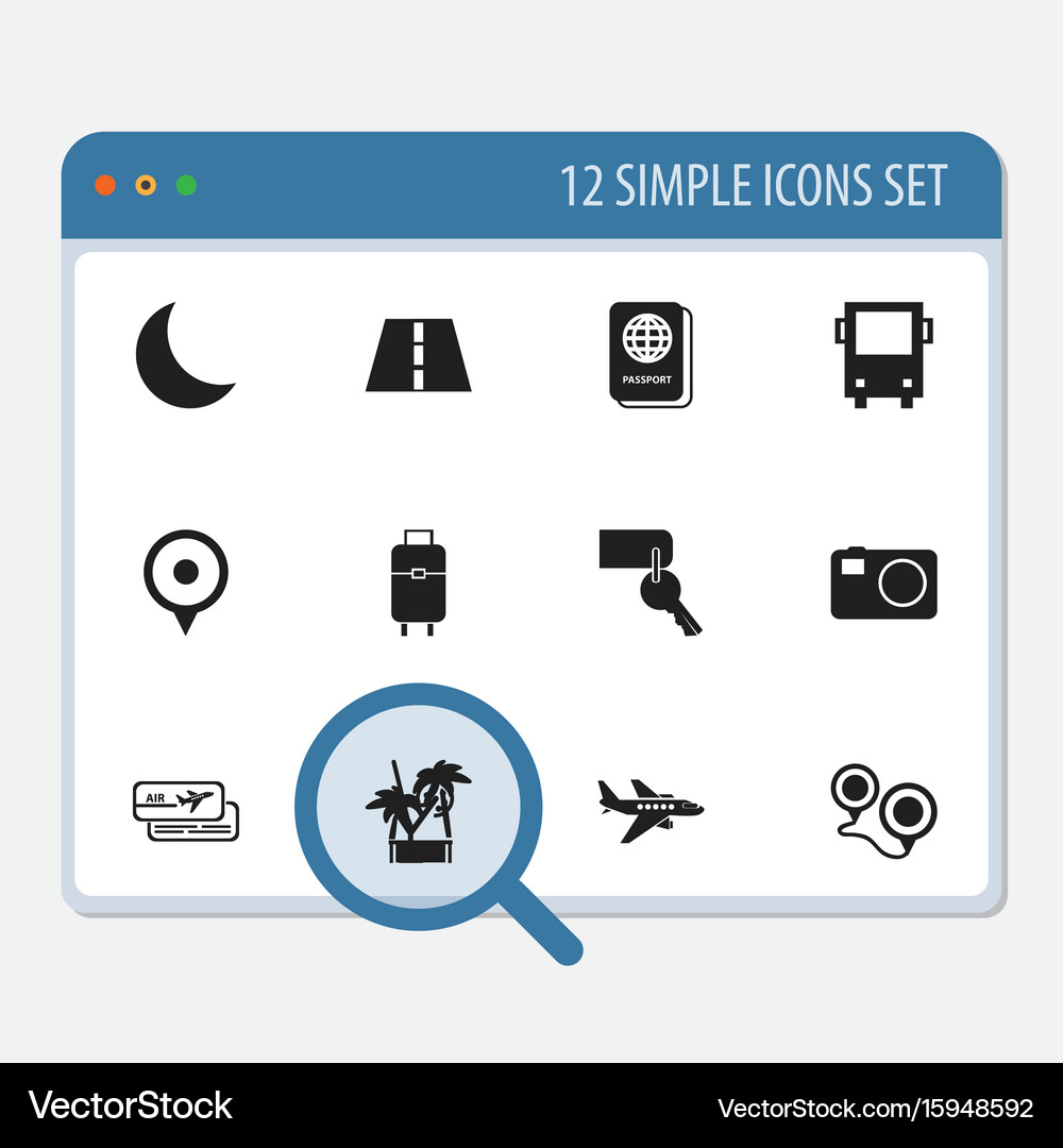 Set 12 editable journey icons includes symbols Vector Image