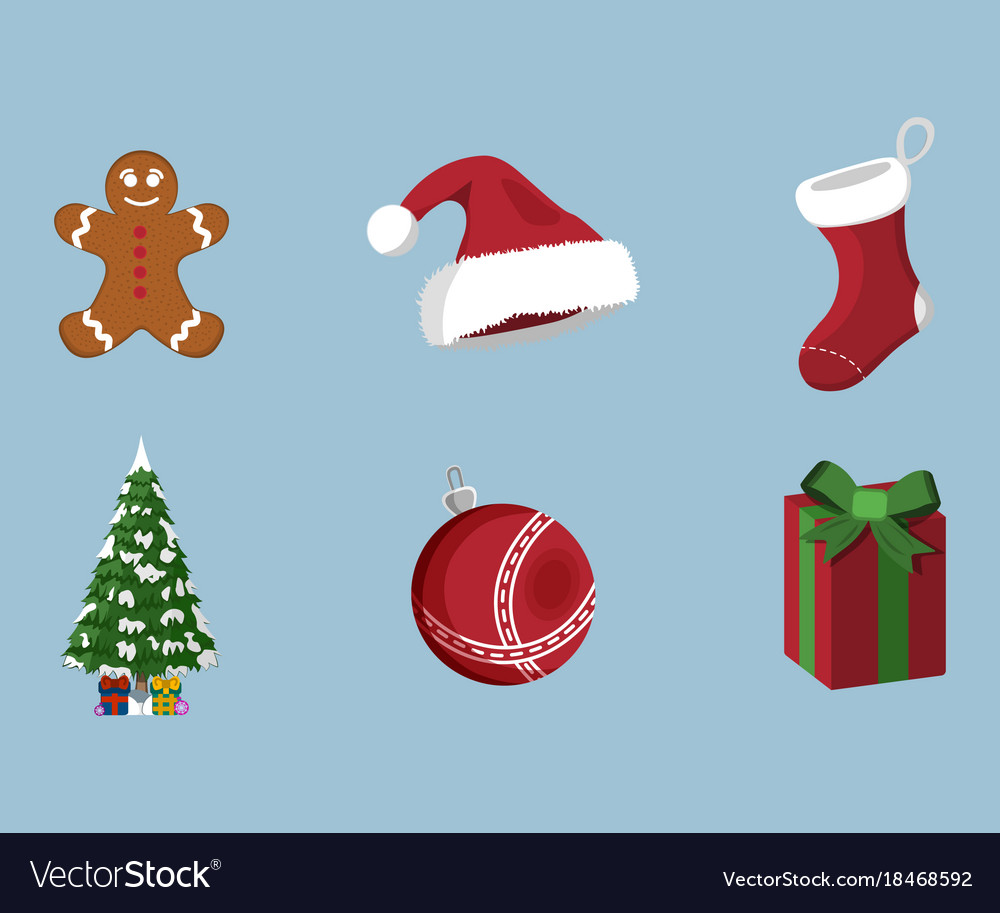 Set of xmas icon cartoon style christmas day Vector Image