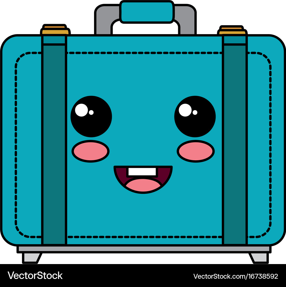 Suitcase travel kawaii character Royalty Free Vector Image