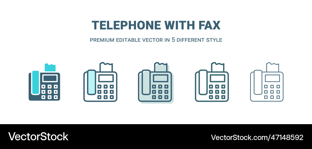 Telephone with fax icon in 5 different style Vector Image