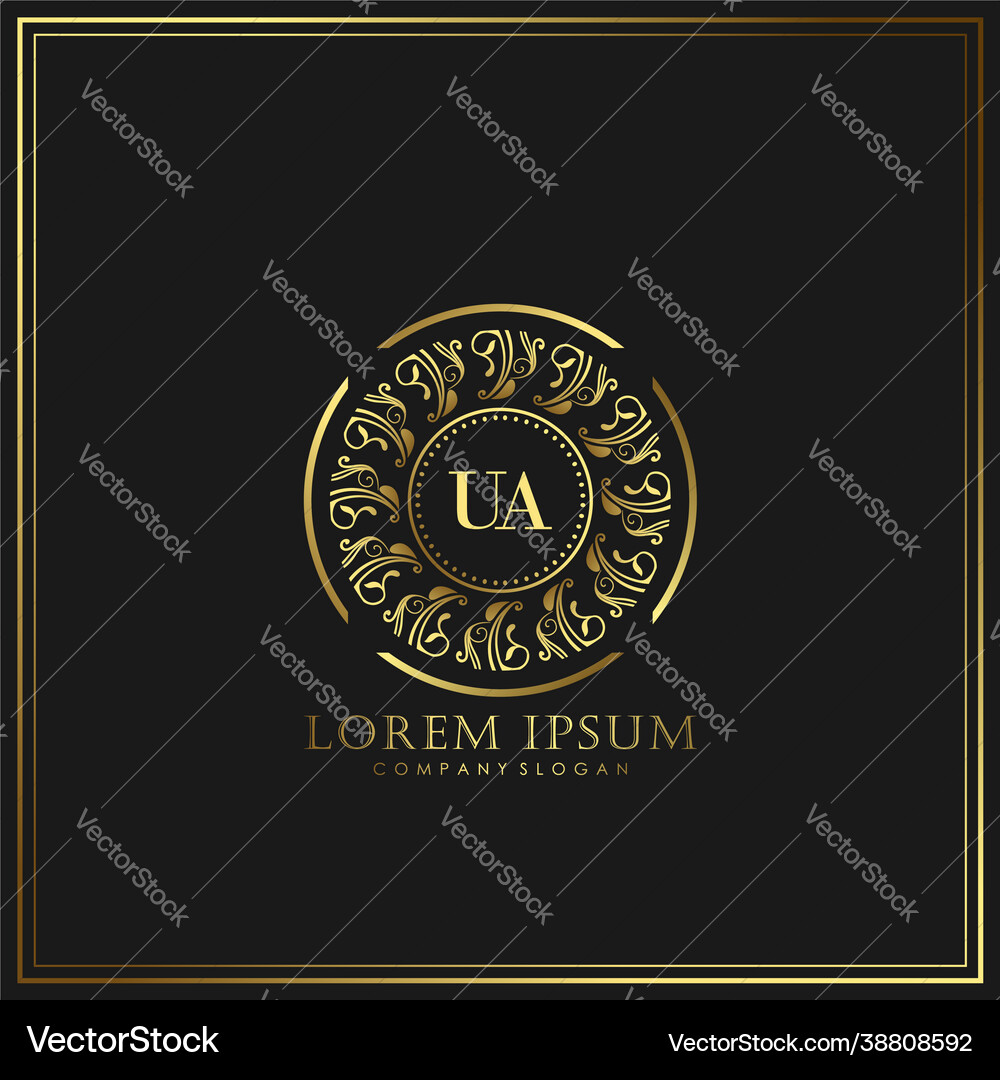 Ua initial letter luxury logo template in art Vector Image