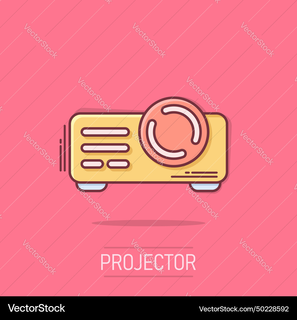 Video projector sign icon in comic style cinema Vector Image