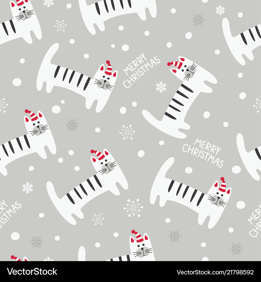 Winter seamless pattern with cute cats Royalty Free Vector