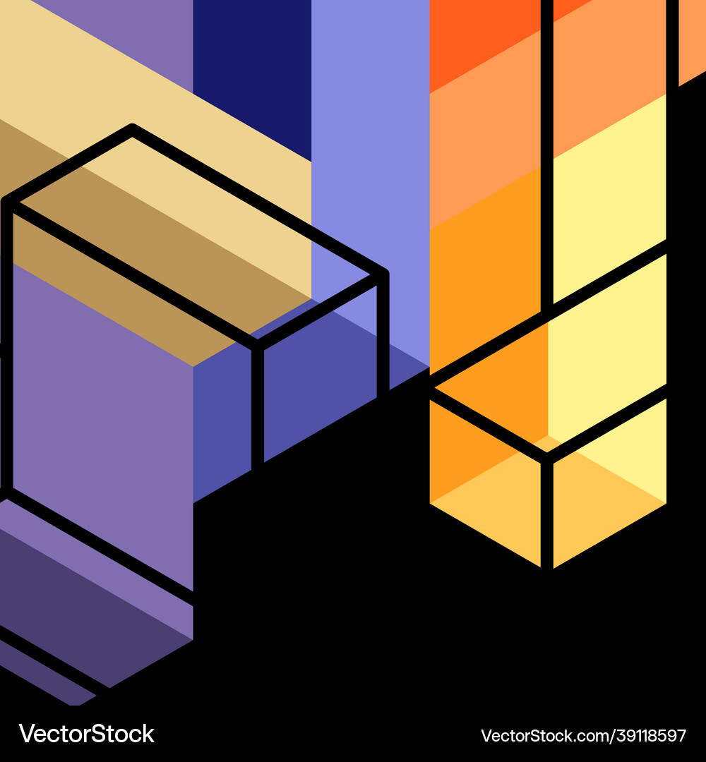 Abstract background 3d cubes cubic elements Vector Image