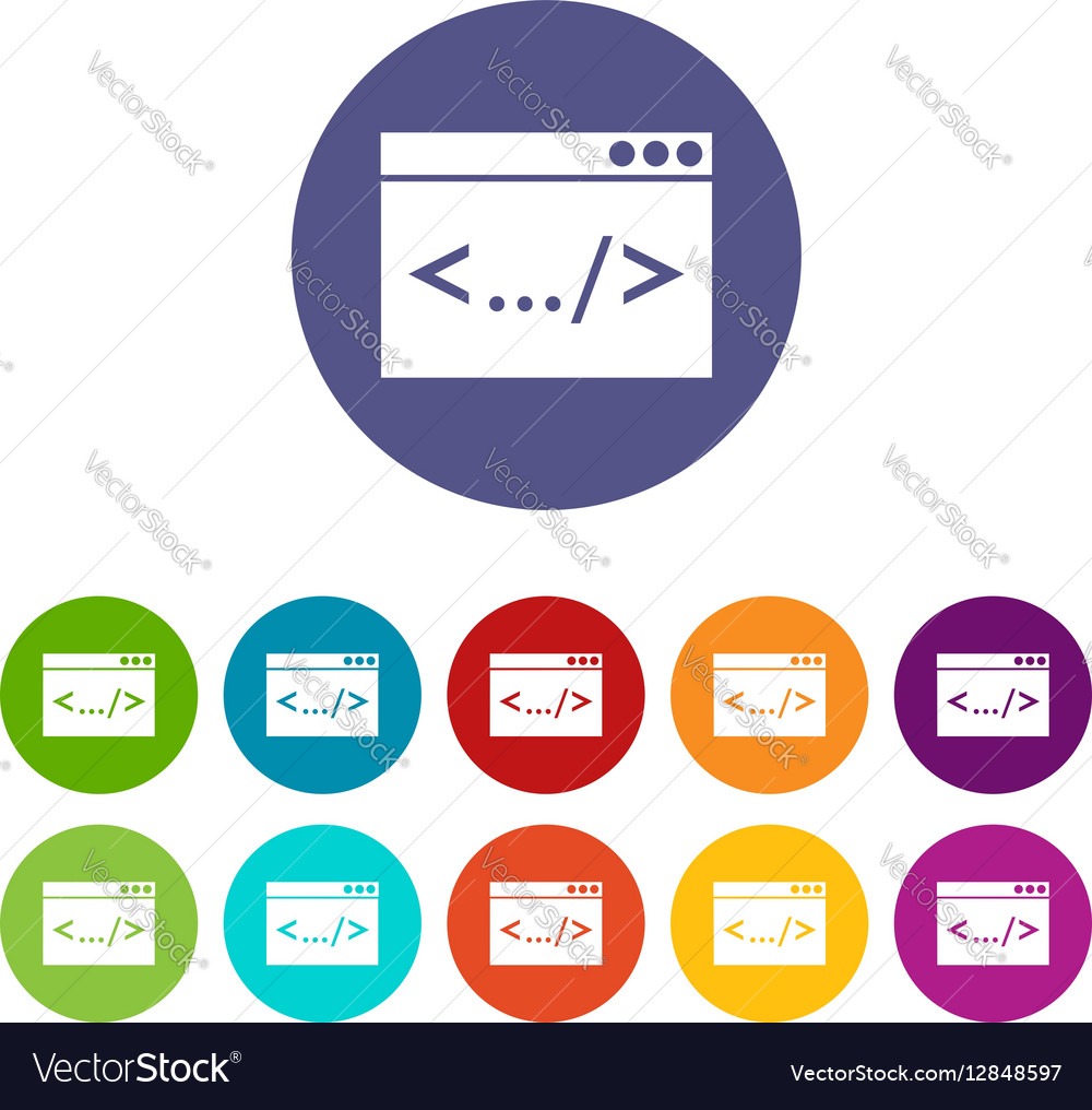 Code window set icons Royalty Free Vector Image