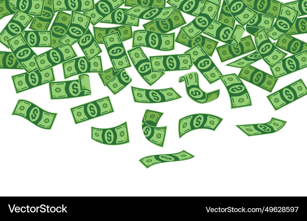 Falling dollars cartoon green dollar flying Vector Image