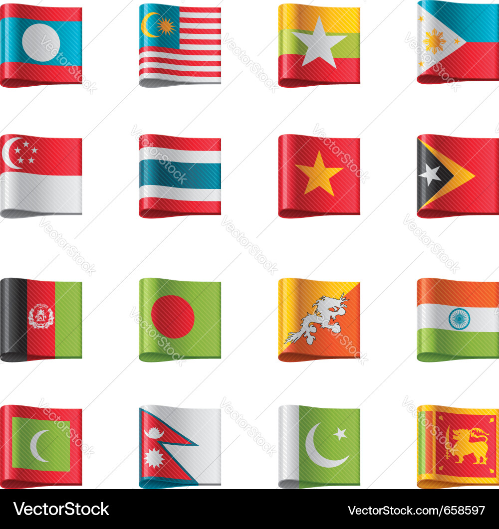 Flags - asia Royalty Free Vector Image - VectorStock