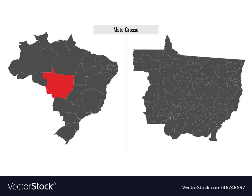 Map of mato grosso state of brazil Royalty Free Vector Image