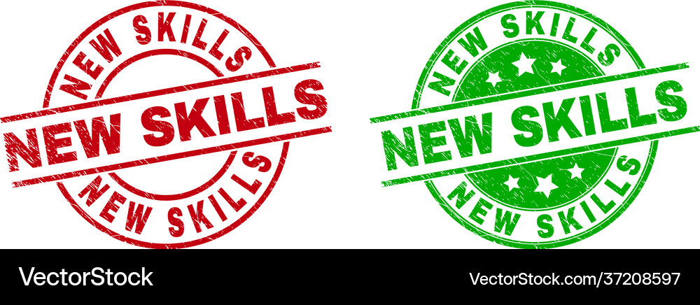 New skills round stamp seals using unclean style Vector Image