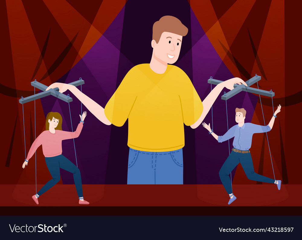Puppet mental manipulation composition Royalty Free Vector