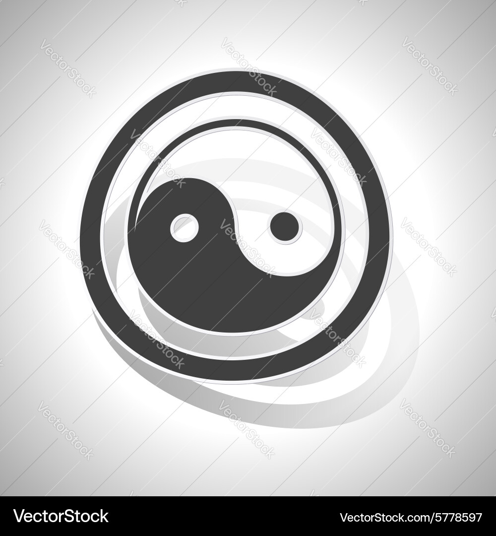 Ying yang sign sticker curved Royalty Free Vector Image