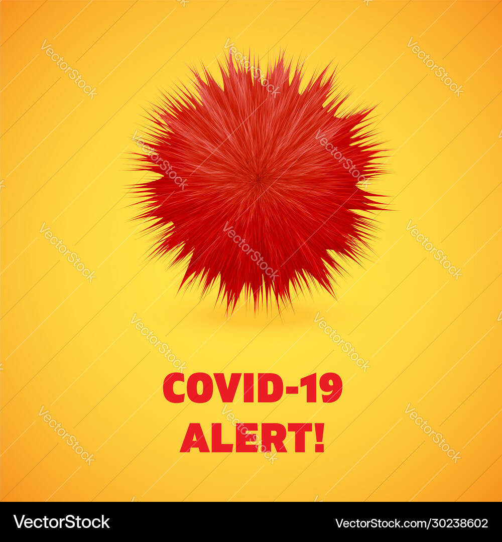 A coronavirus particle with covid-19 alert text Vector Image