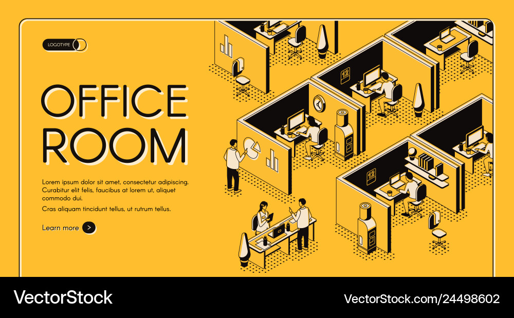 Business company office isometric website Vector Image