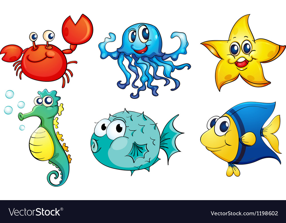 Different sea creatures Royalty Free Vector Image