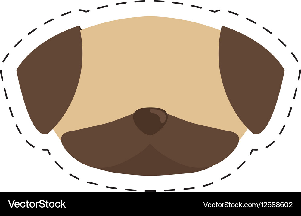 Face doggy brown canine line dotted Royalty Free Vector