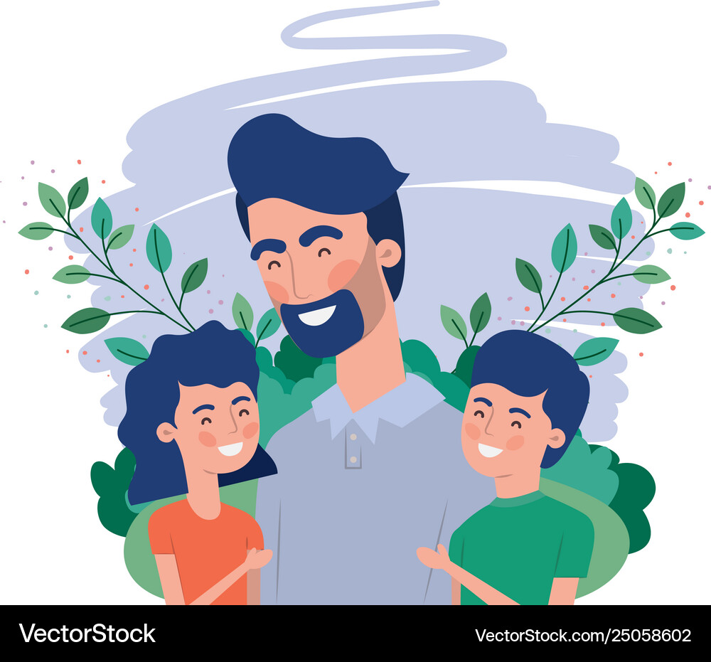 Father with children avatar character Royalty Free Vector