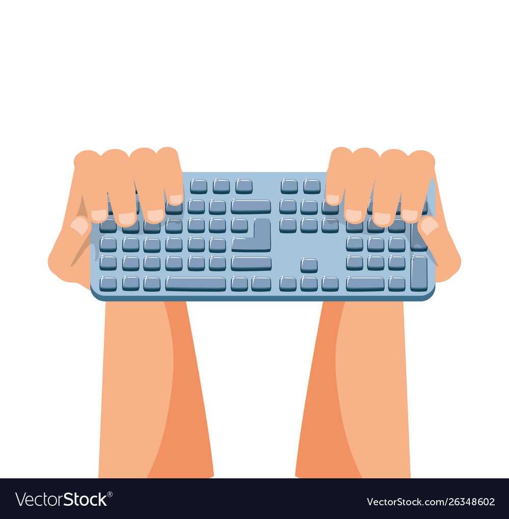 Hands using computer keyboard hardware Royalty Free Vector