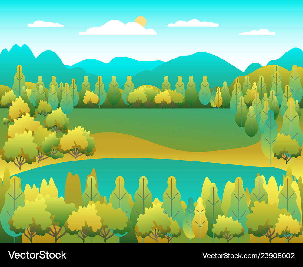 Hills landscape in flat style design valley with Vector Image