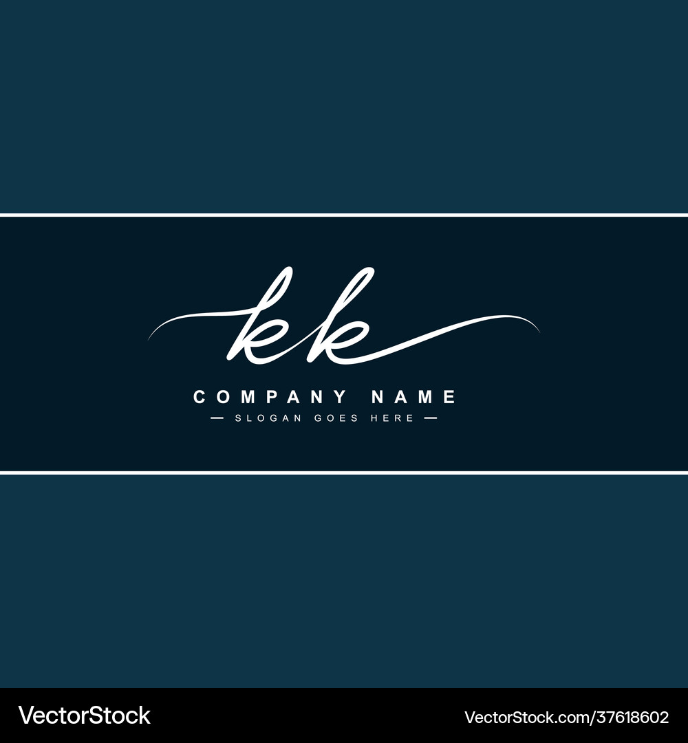 Initial letter kk logo - hand drawn signature Vector Image