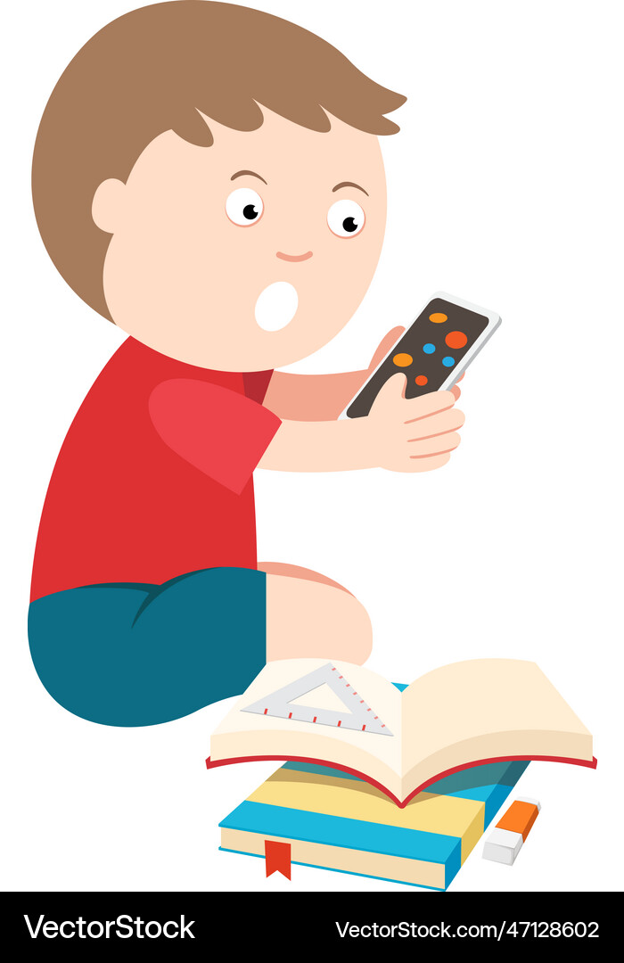 Little boy get addicted to use smartphone Vector Image