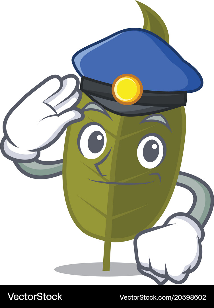 Police bay leaf character cartoon Royalty Free Vector Image